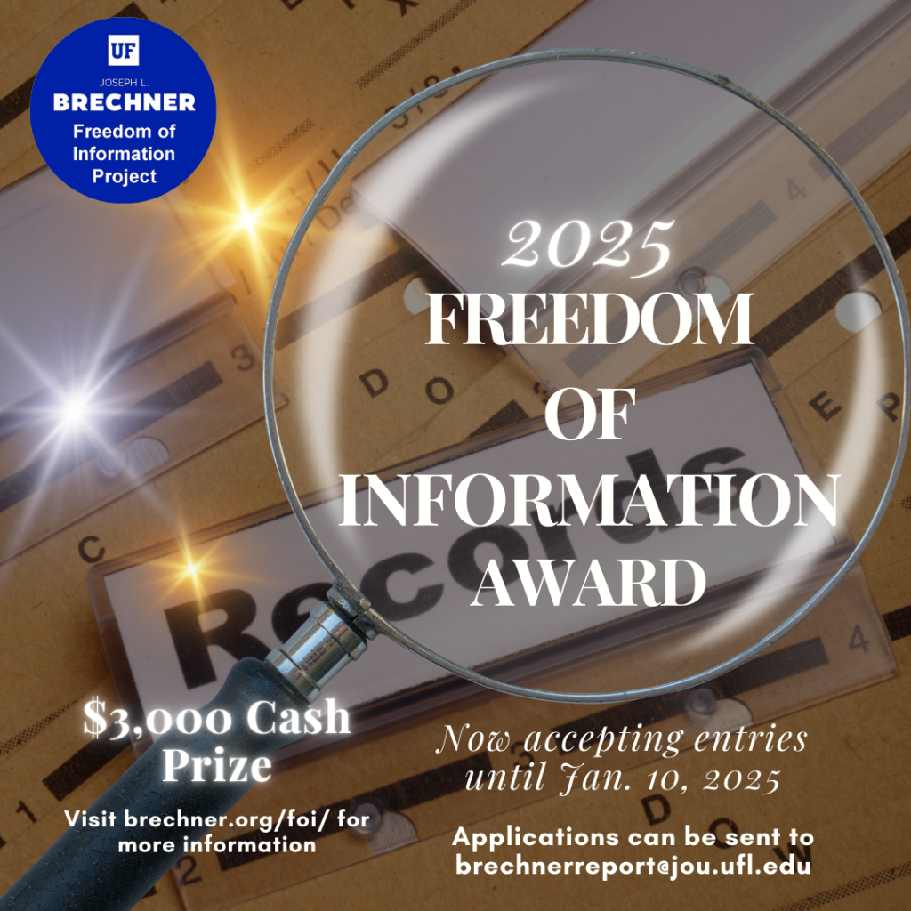 2025 Brechner Freedom of Information Award open, $3,000 prize ...